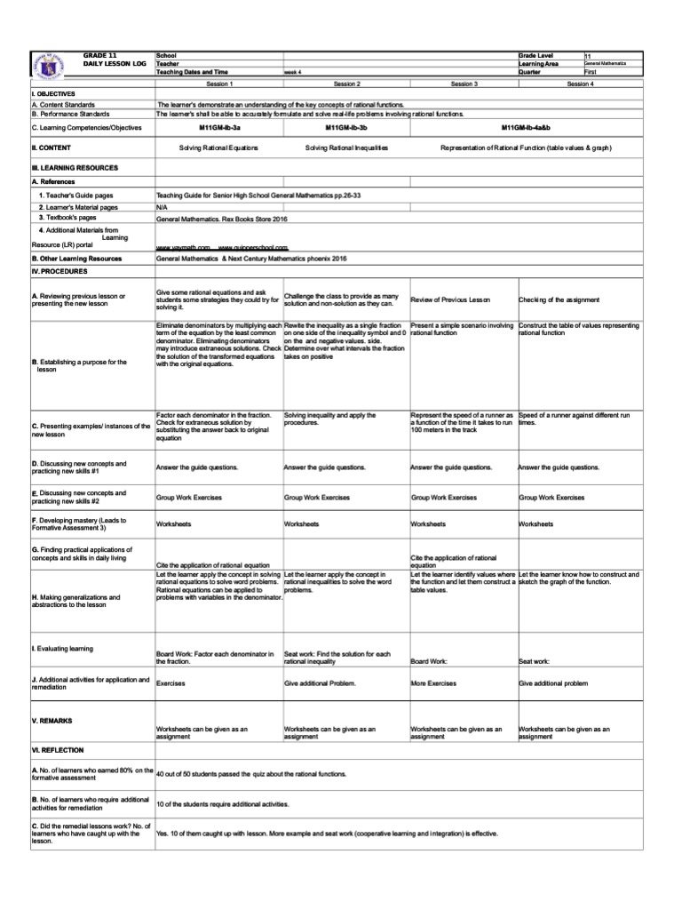 Qdoc - Tips - General Math DLL For Shs More DLL at Depedtambayan | PDF | Learning | Behavior ...
