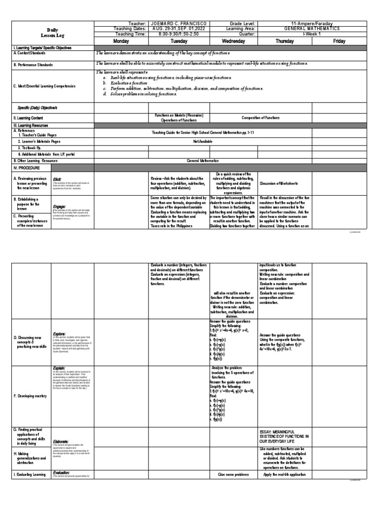 Dll-General Mathematics Q1 Week 1 | PDF
