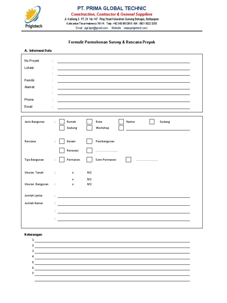Formulir Survey Proyek Konstruksi | PDF