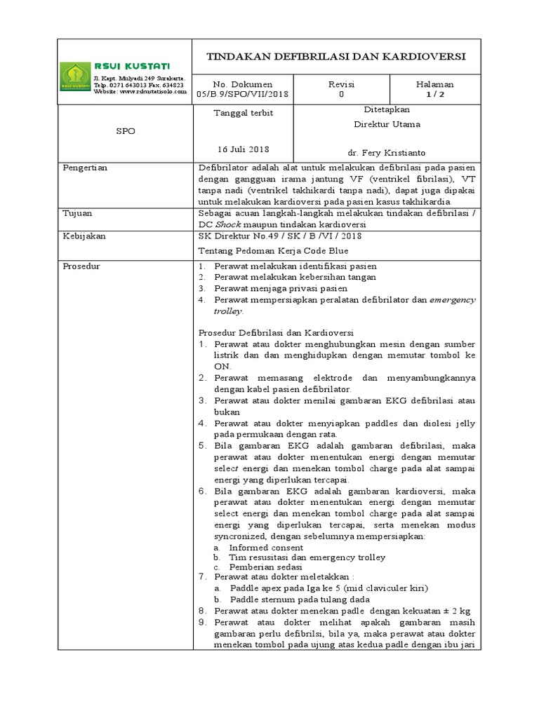 Prosedur Defibrilasi dan Kardioversi | PDF