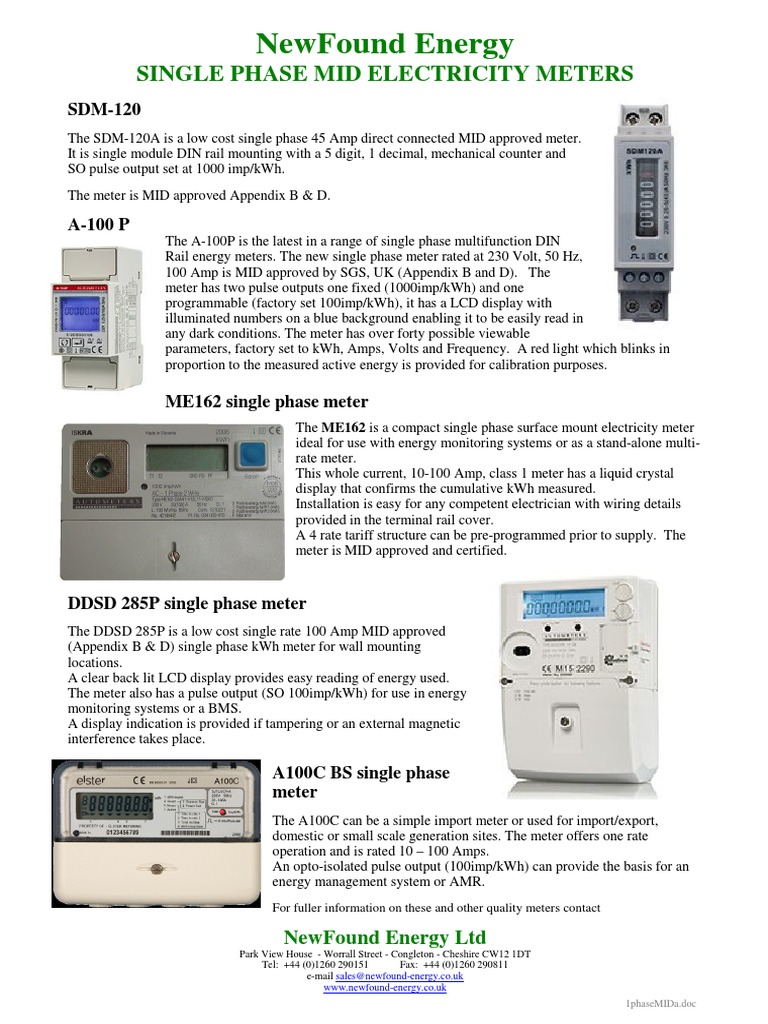 Single Phase Mid Meters | PDF | Electricity | Electrical Engineering