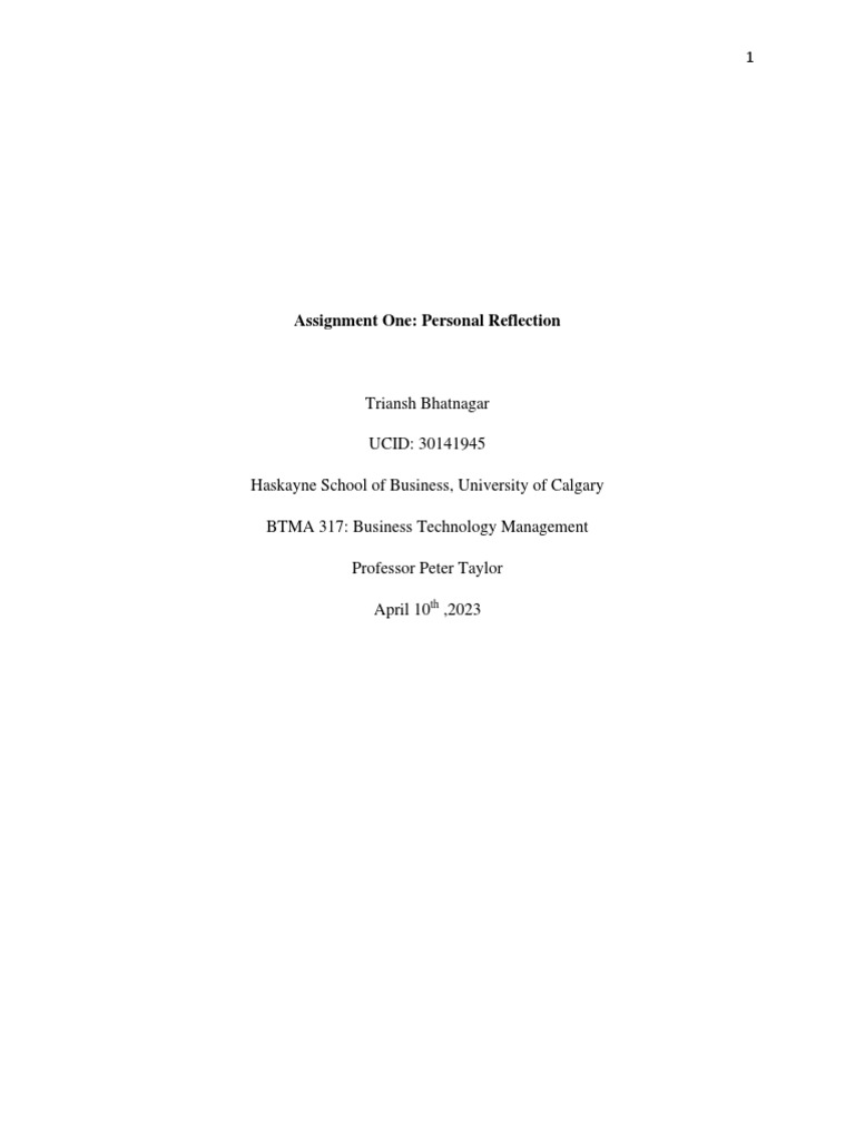 BTMA 317 - Personal Reflection Assignment Triansh PDF | PDF | Communication | Behavior Modification