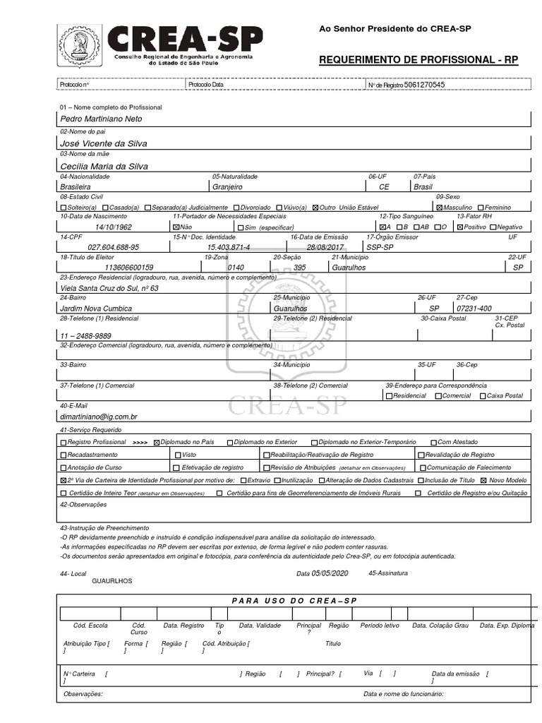 Carteirinha Do Crea | PDF