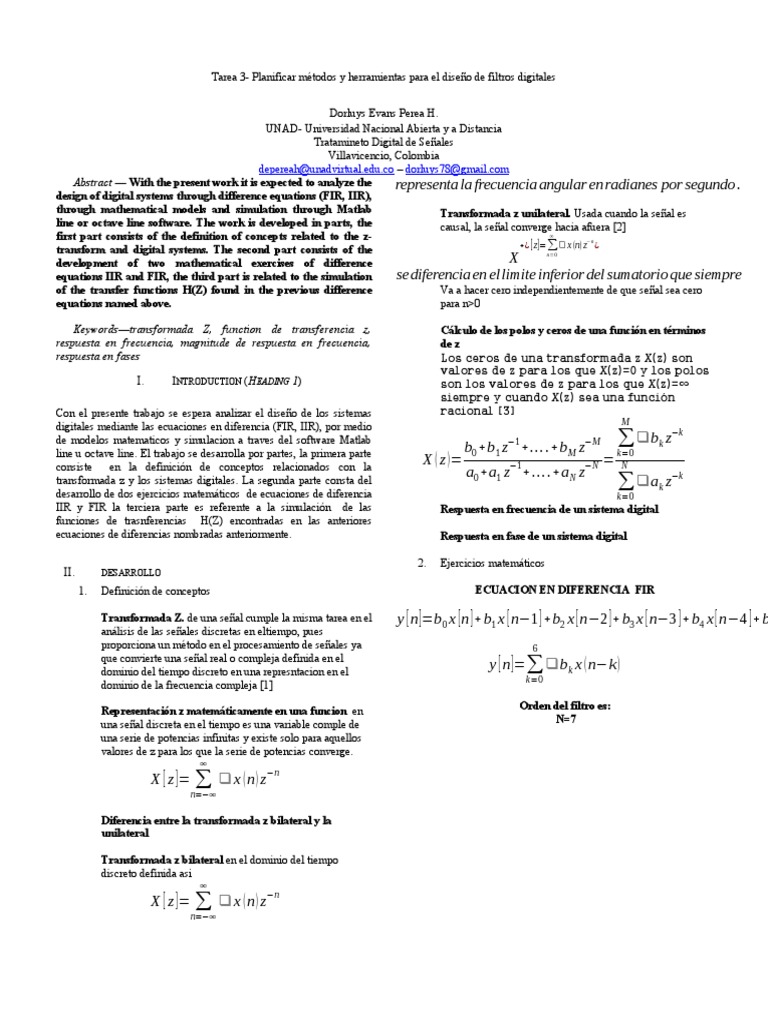 Diseño de Filtros Digitales FIR e IIR | PDF | Métodos y materiales de ...