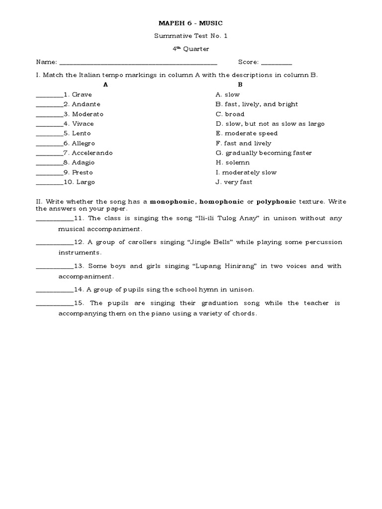 ST1_Q4_MAPEH 6 (MUSIC).docx | PDF