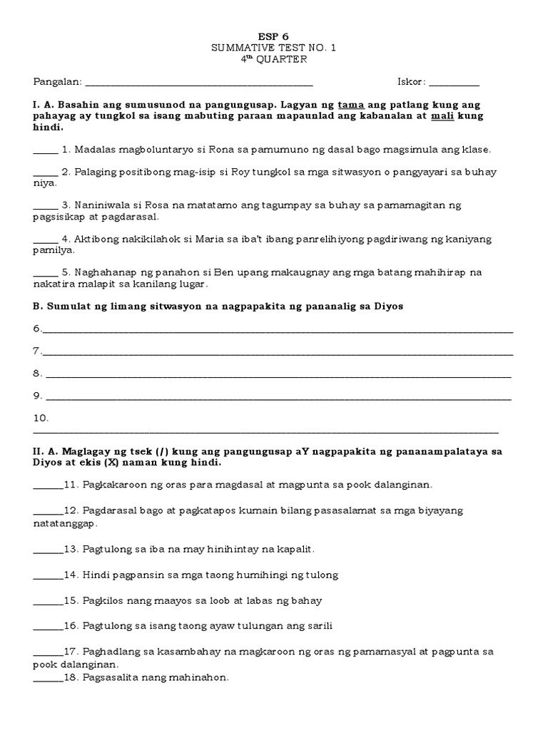 ST1 - Q4 - Esp 6 | PDF