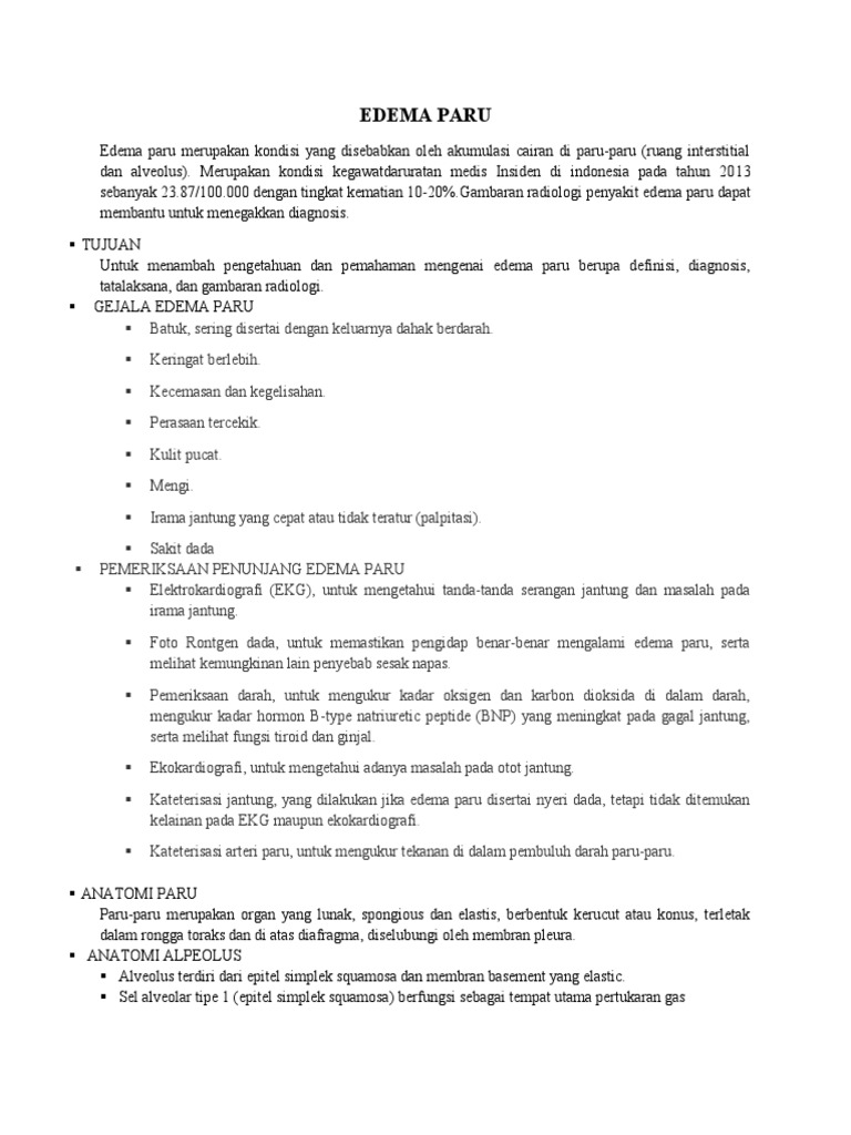 Panduan Lengkap Edema Paru dan Diagnosis | PDF