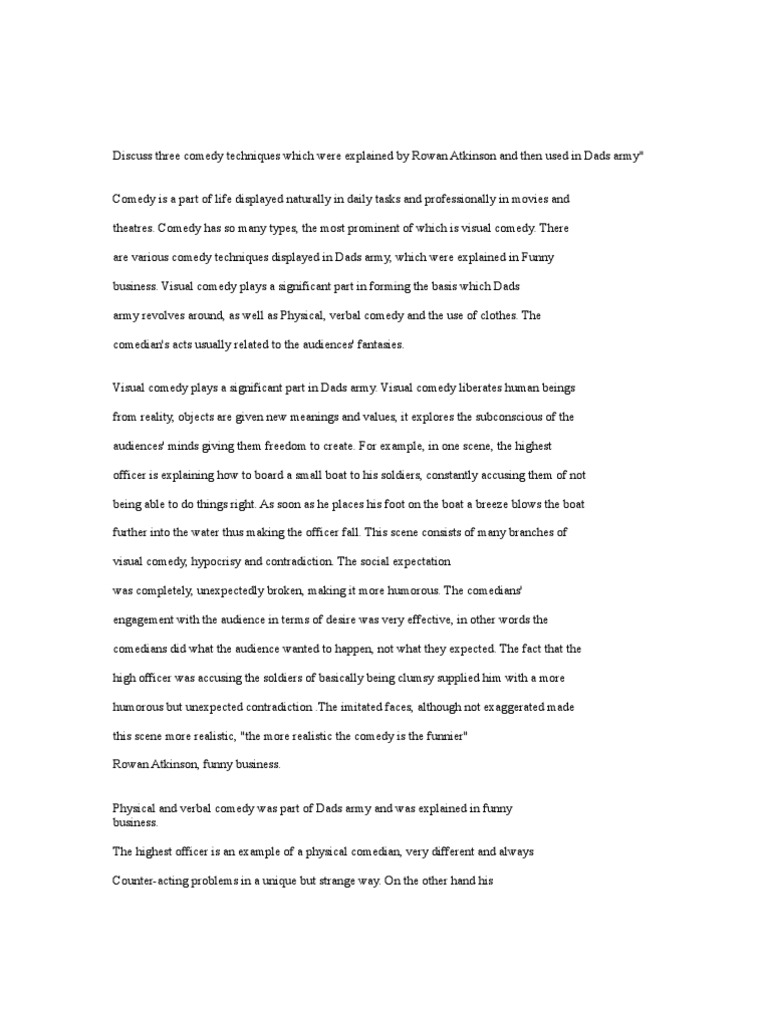 Comedy Techniques Which Were Explained by Rowan Atkinson | PDF | Comedy ...