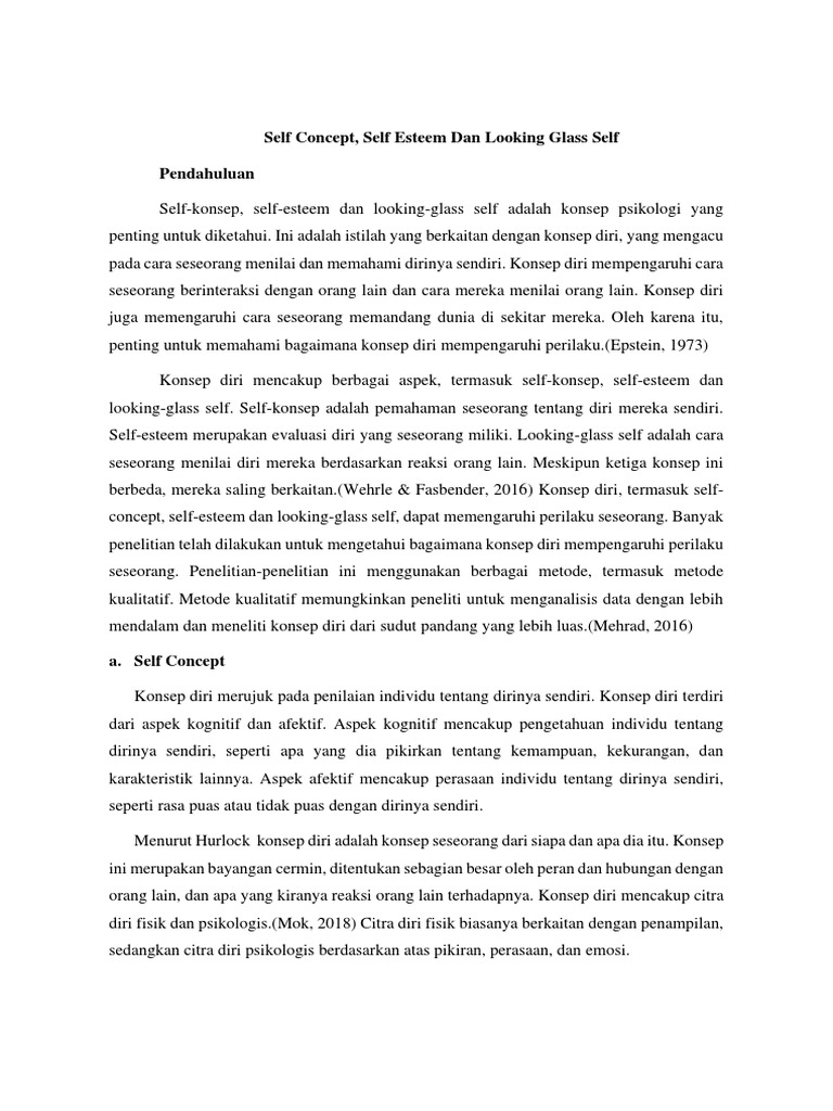 Self Concept, Self Esteem Dan Looking Glass Self | PDF