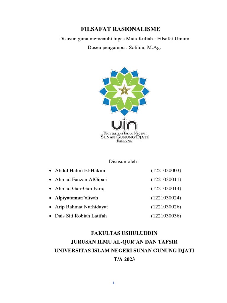 Kel 1-Filsafat Rasionalisme PDF | PDF