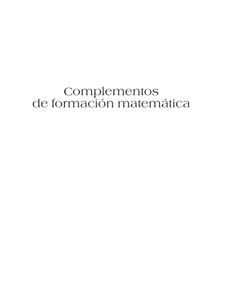 Complementos de Formación Matemática | PDF