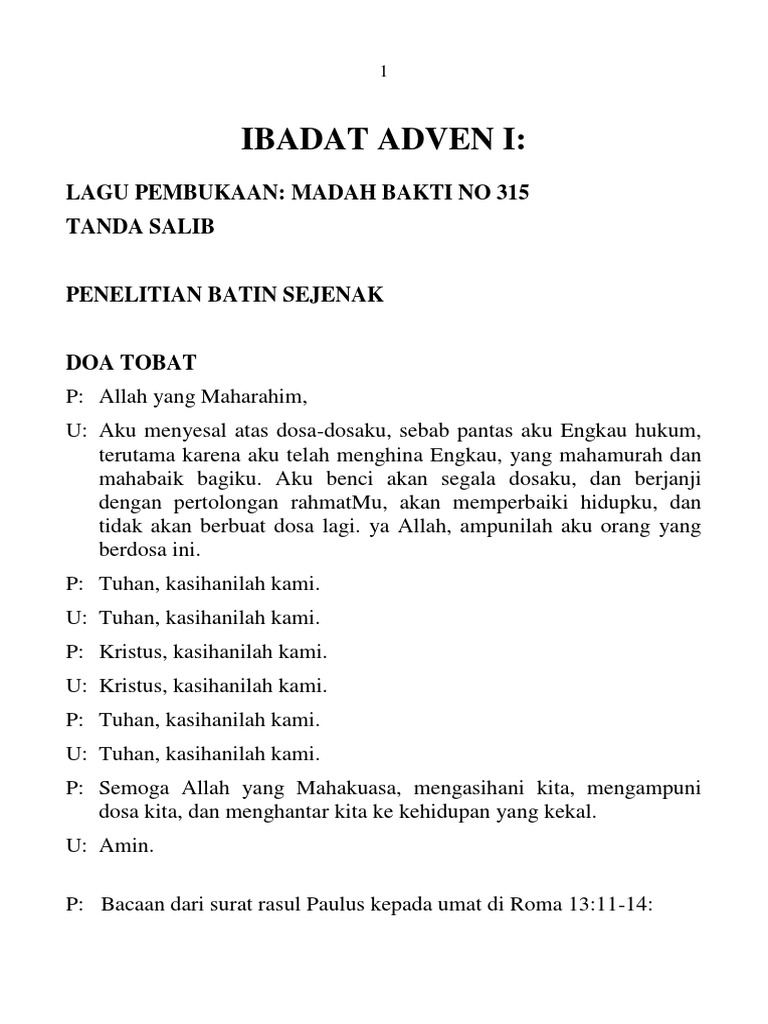 ADVEN 1994 IBADATLINGKUNGAN Versi Kebondalem by WIM NA5 Standard | PDF