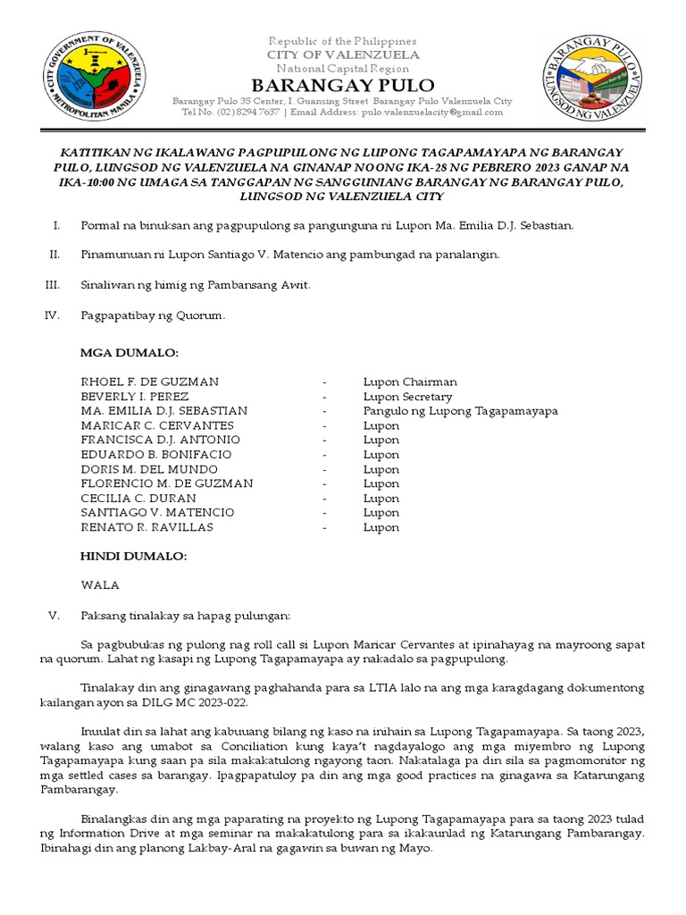 LT MTG Minutes 2023 Feb | PDF