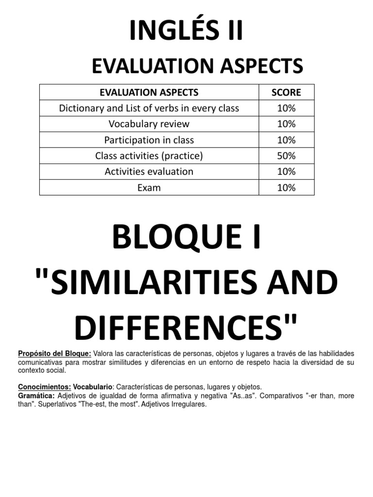 Bloque I Similarities and Diferences Materials 2023 | PDF | Unidades Semánticas | Tipología ...