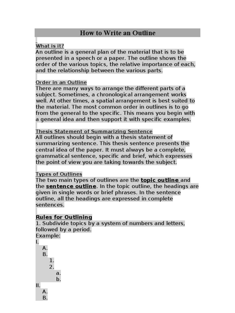 How To Write An Outline | PDF | Sentence (Linguistics) | Phrase
