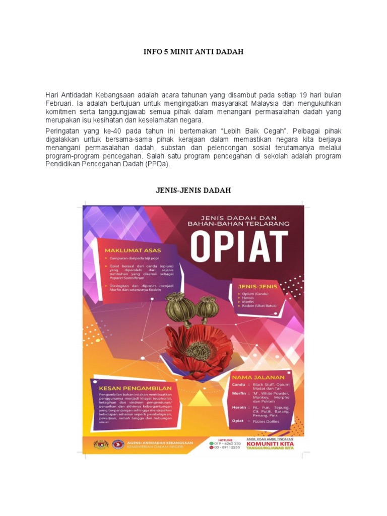 Info 5 Minit Anti Dadah | PDF