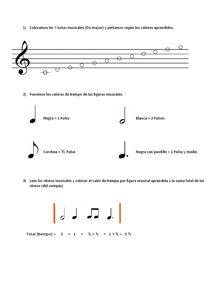 Reconocemos Las 7 Notas Musicales y Los Tiempos Básicos | PDF