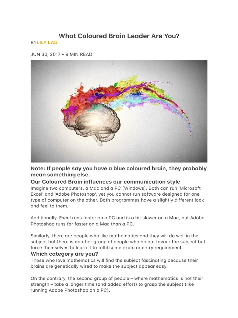 What Coloured Brain Leader Are You?.pdf | PDF | Psychology | Neuroscience