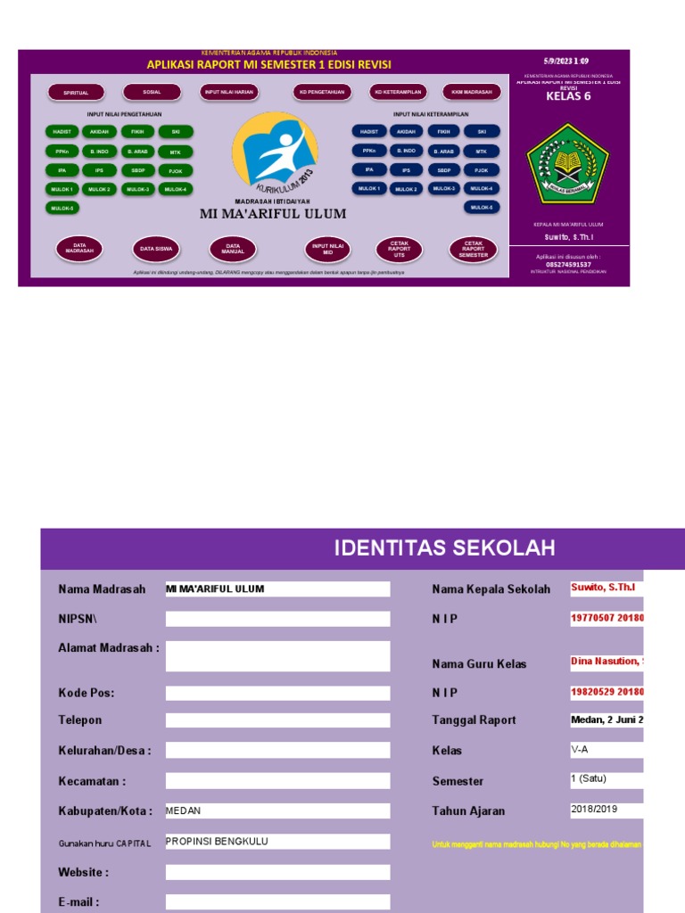 Rapor Semester 1 MI Ma'ariful Ulum | PDF
