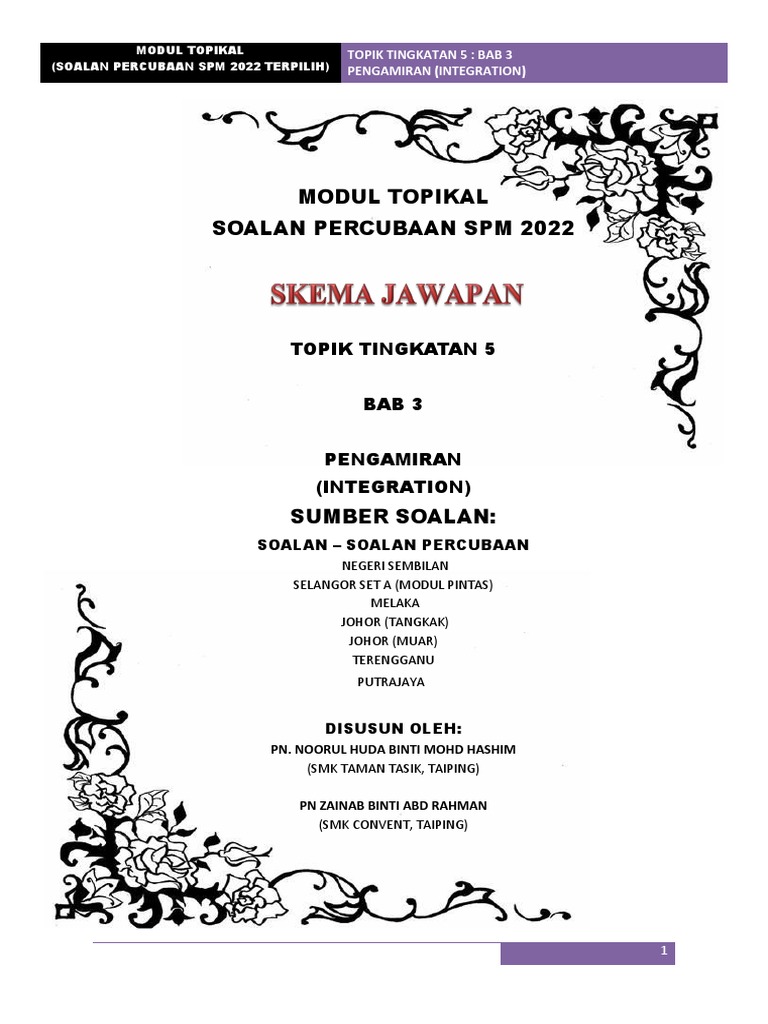 T5 Bab 3 Pengamiran (STSPM 2022) Skema | PDF