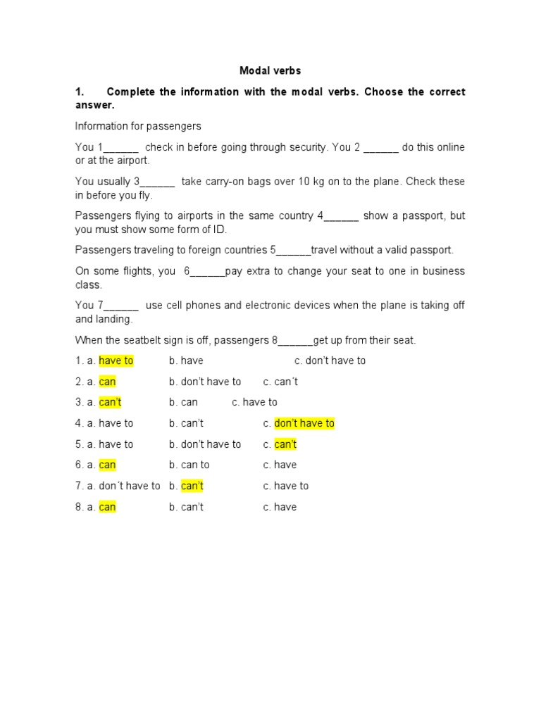 Modal Verbs Exercises (Part II) | PDF