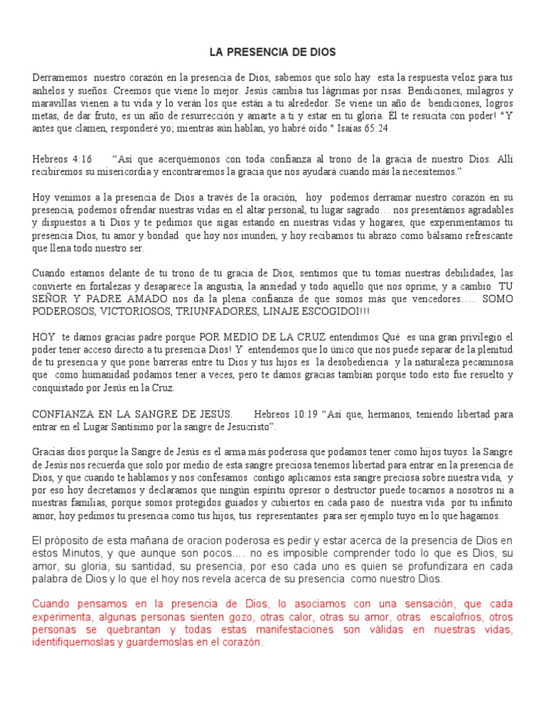 La Presencia de Dios | PDF | Oración | Dios