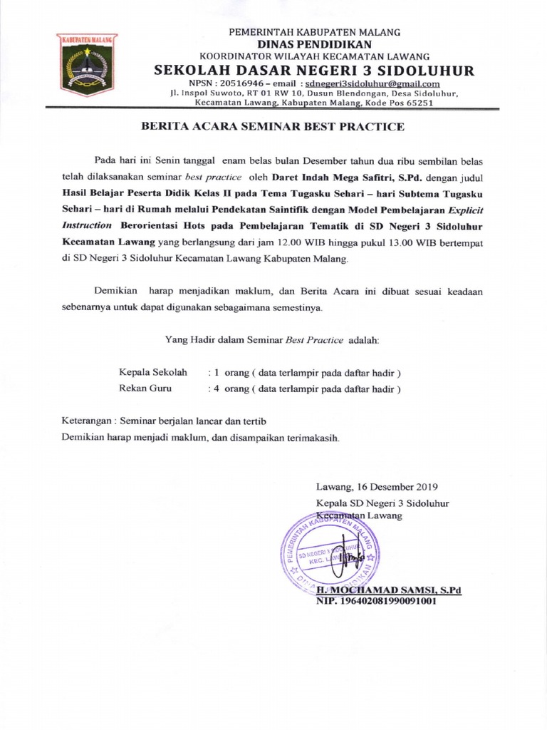 Berita Acara, Daftar Hadir dan Dokumentasi | PDF