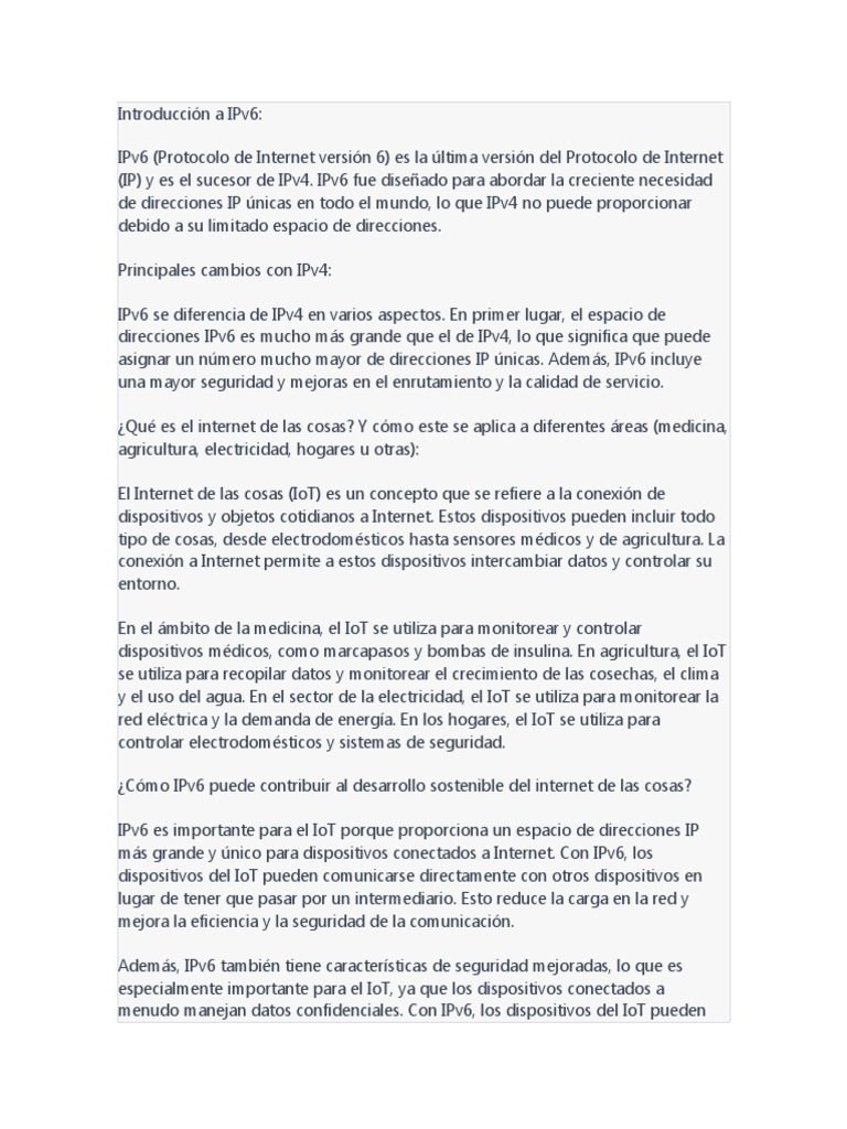 Introducción A IPv6 | PDF | Internet de las Cosas | Yo Pv6