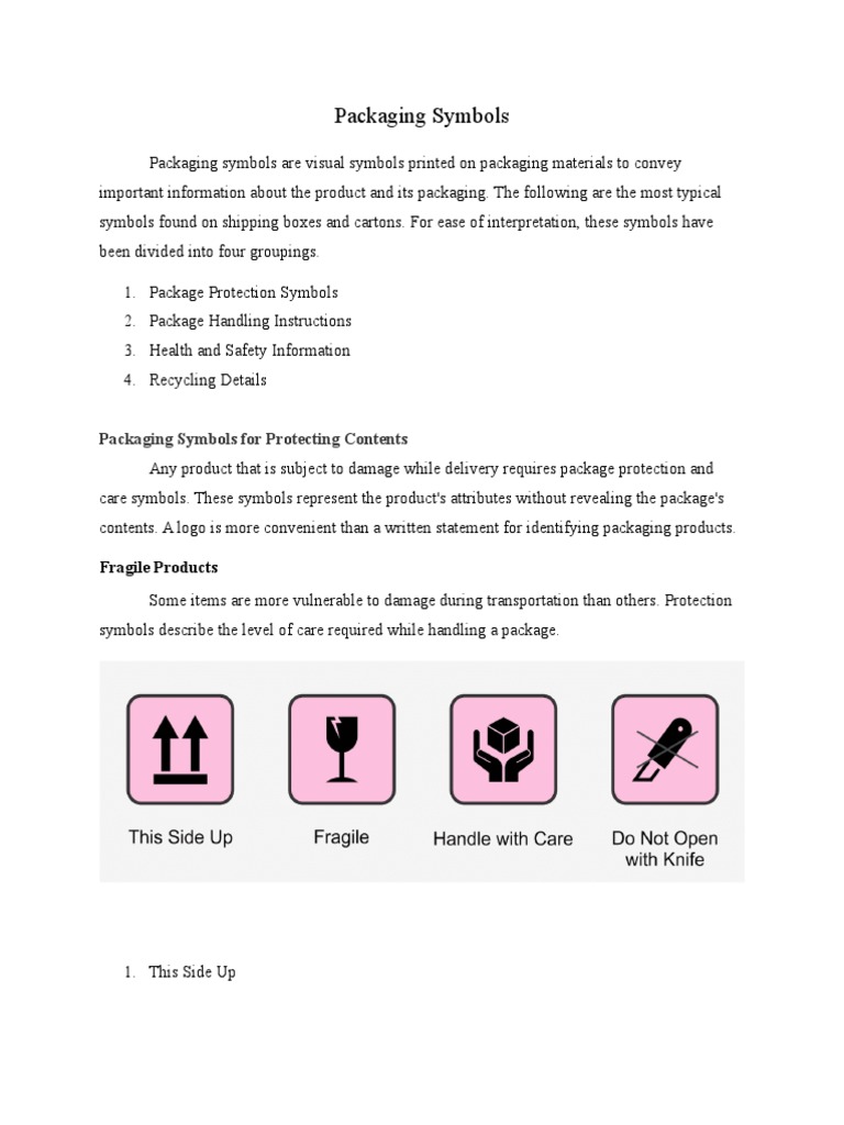 Packaging Symbols | PDF | Packaging And Labeling | Weight
