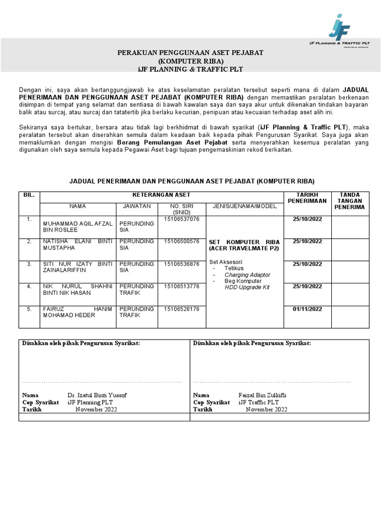 Lampiran A - Aset Laptop | PDF