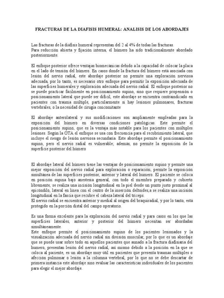 Fracturas de La Diafisis Humeral | Descargar gratis PDF | Anatomía ...