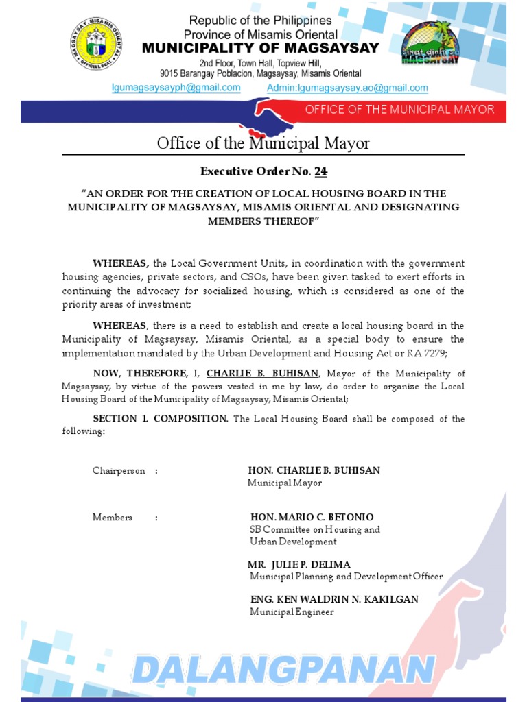 Local Housing Board Creation Order | PDF | Taxes | Justice