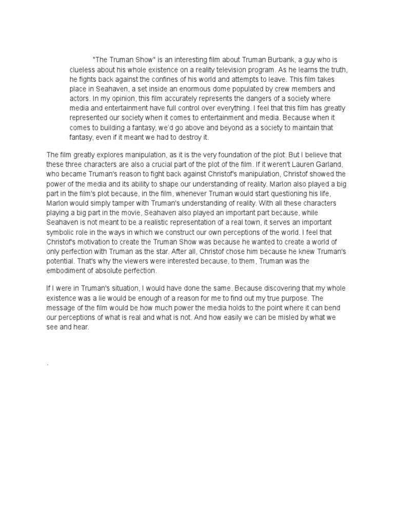 The Truman Show: Media's Control | PDF