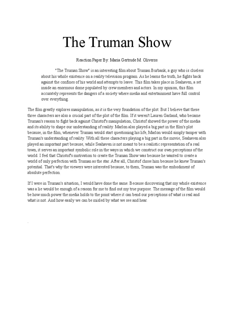 The Truman Show: Media Manipulation Analysis | PDF