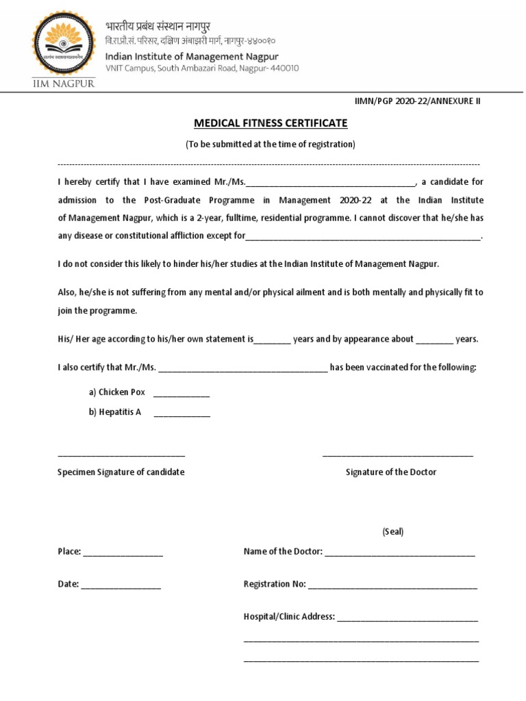 Annexure-II_Medical-Fitness-form_2020-22_20-May | PDF