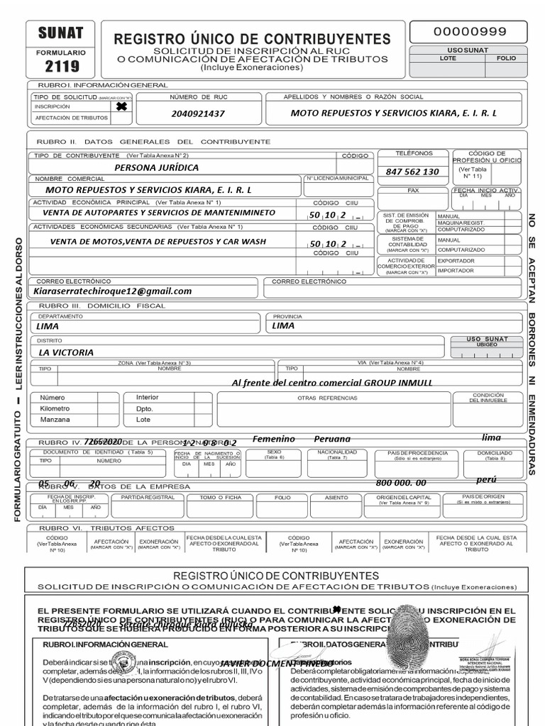 Solicitud de Ruc Ruc | PDF