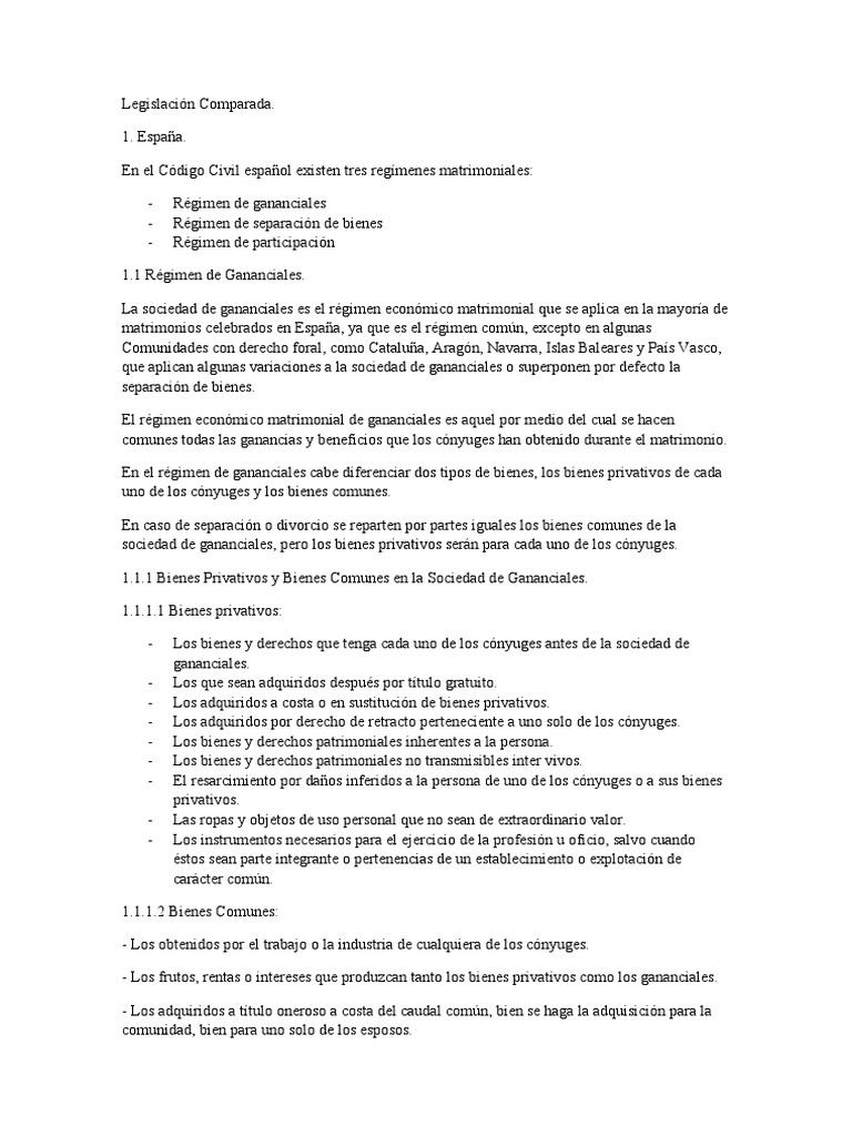 Legislación Comparada Regimen de Bienes en El Matrimonio Alan Larico ...