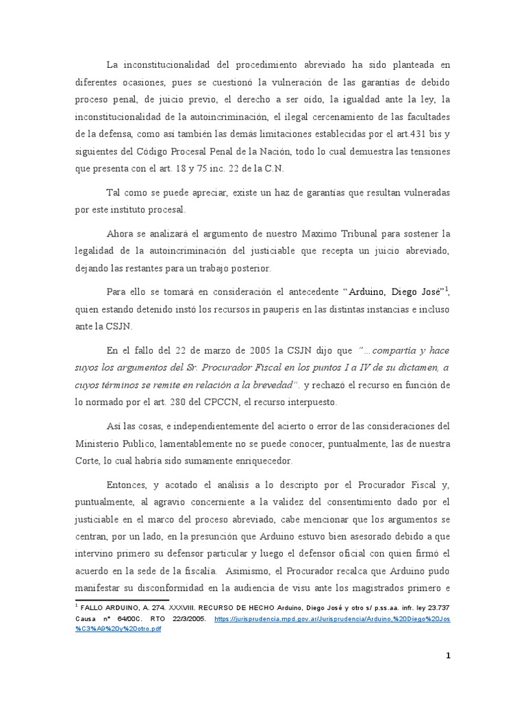 Analisis de ARDUINO | PDF | Derecho penal | Ley procesal Analisis de ARDUINO | PDF | Derecho penal | Ley procesal