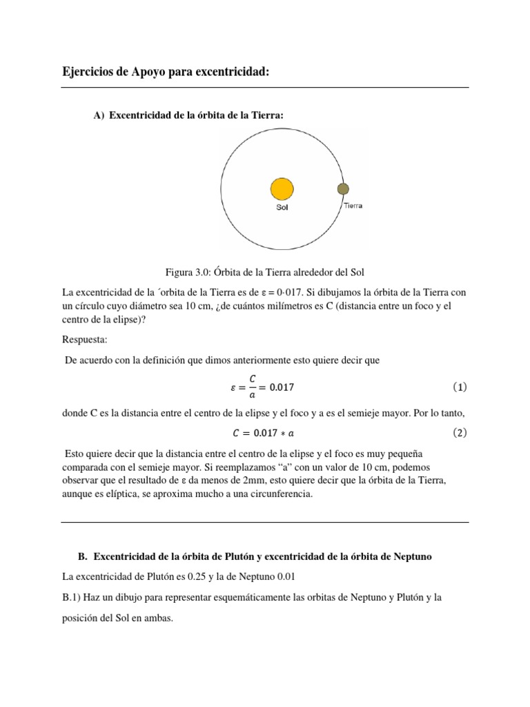 Ejercicios sobre Excentricidad Orbital | PDF | Orbita | Elipse