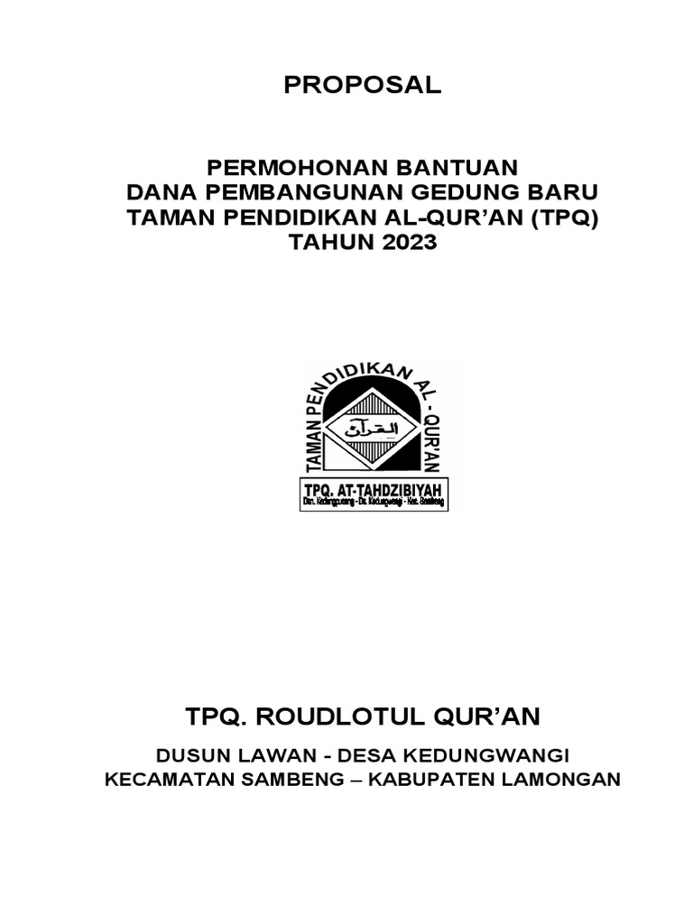 Proposal TPQ Roudlotul Quran | PDF