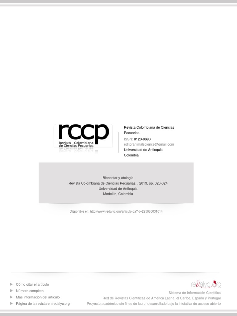 Bienestar y Etología Revista Colombiana de Ciencias Pecuarias,, 2013, Pp. 320-324 Universidad de ...