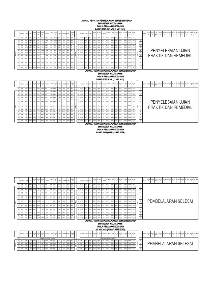 JADWAL KBM SMT Genap TP 2022-2023 2-5 Mei 2023 | PDF JADWAL KBM SMT Genap TP 2022-2023 2-5 Mei 2023 | PDF