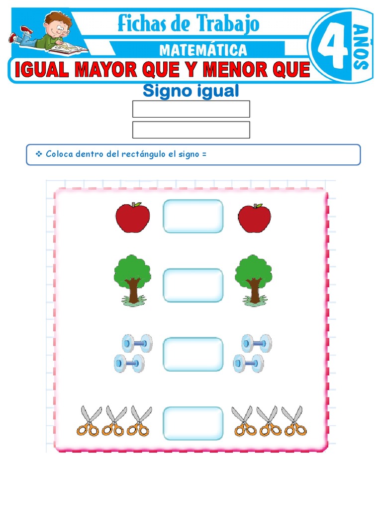 Fichas de Mayor, Menor e Igual para Niños | PDF