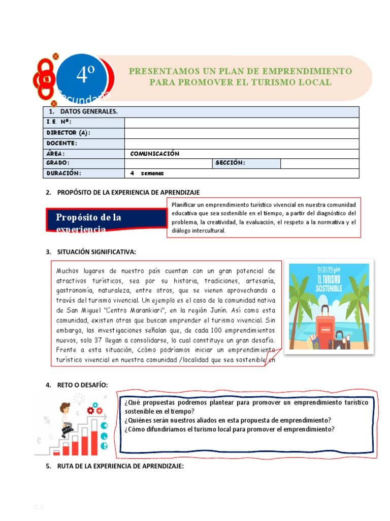 Experiencia de Aprendizaje-Exp. 06-Comunicacion | PDF | Aprendizaje | Turismo