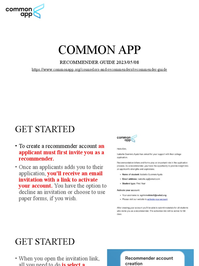 Common App Recommender Guide | PDF | Career & Growth