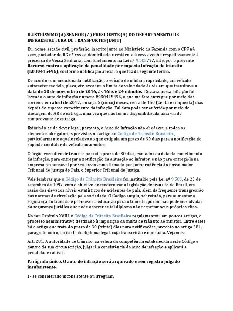 Modelo de Defesa Previa Ao Dnit | PDF | Separação de Poderes | Justiça