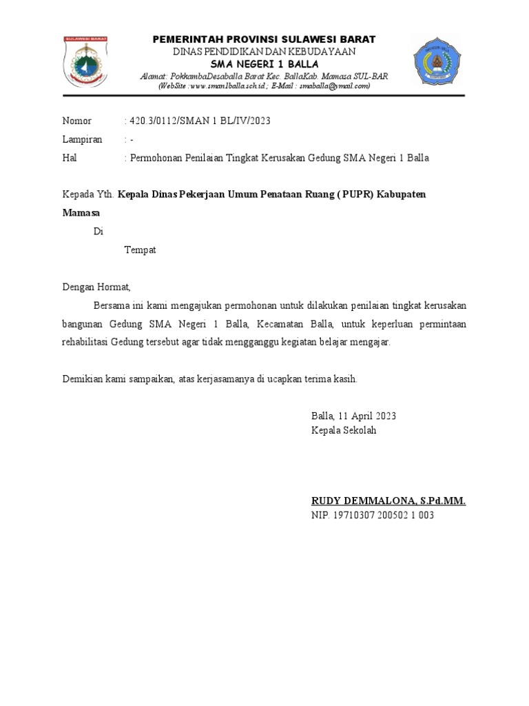 Surat Permohonan Ke Dinas Pupr | PDF