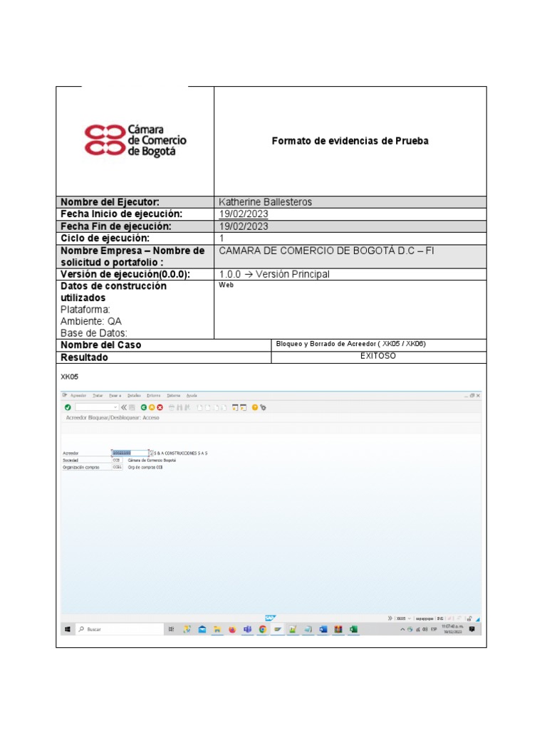 Bloqueo y Borrado de Acreedor (XK05 XK06) | PDF