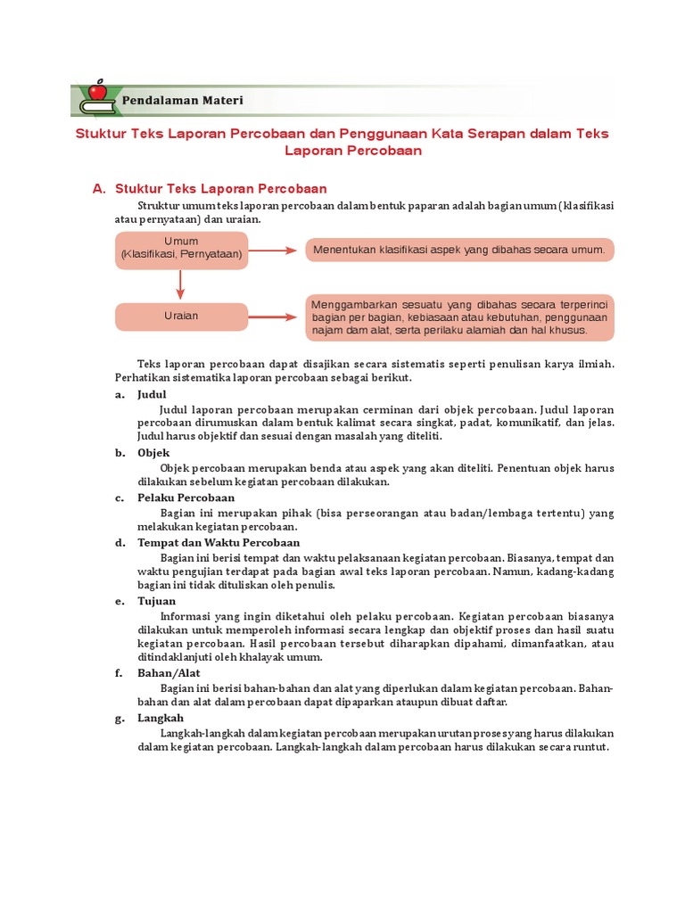 Pendampr21 - Bi - Ix - 04 - Bab - 1 - Struktur Dan Kebahasaan Teks Laporan Percobaan | PDF ...