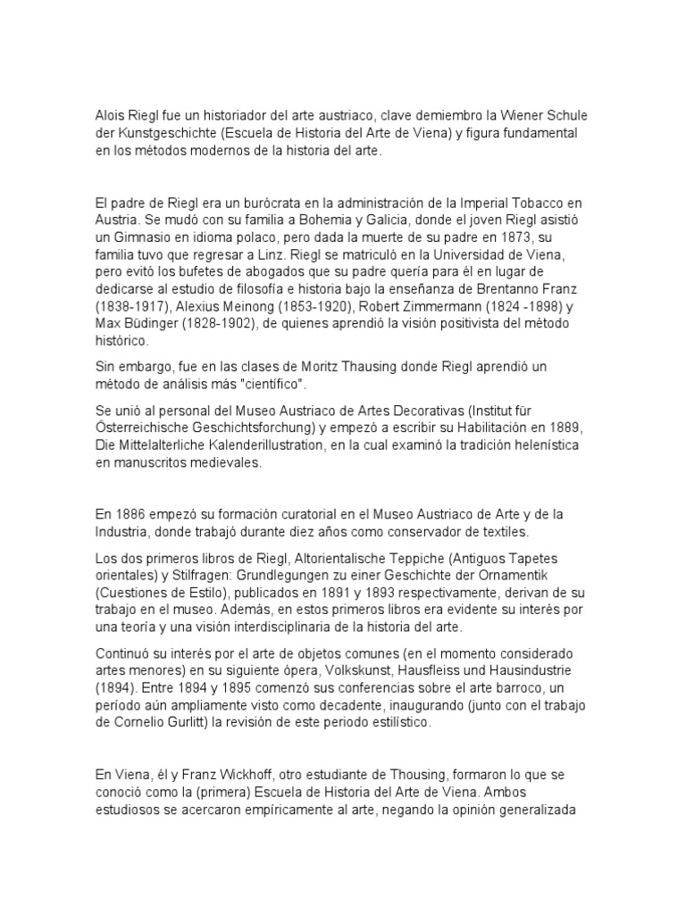 Alois Riegl o | PDF | Clásicos